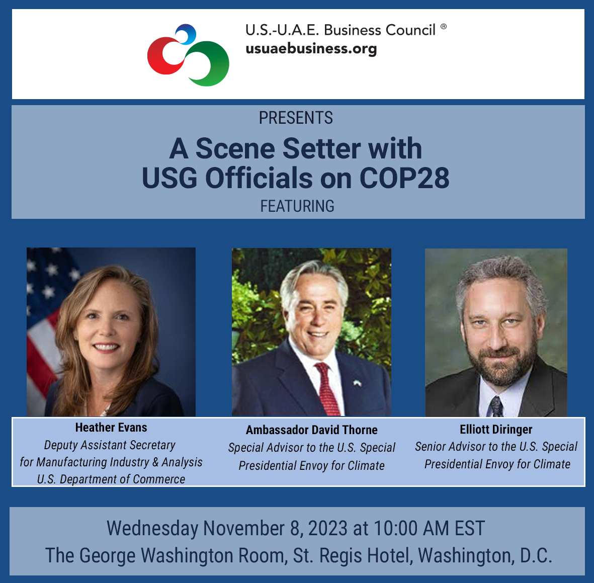 The Road to COP28 - U.S. Officials Set the Scene - The U.S.-U.A.E. Business Council
